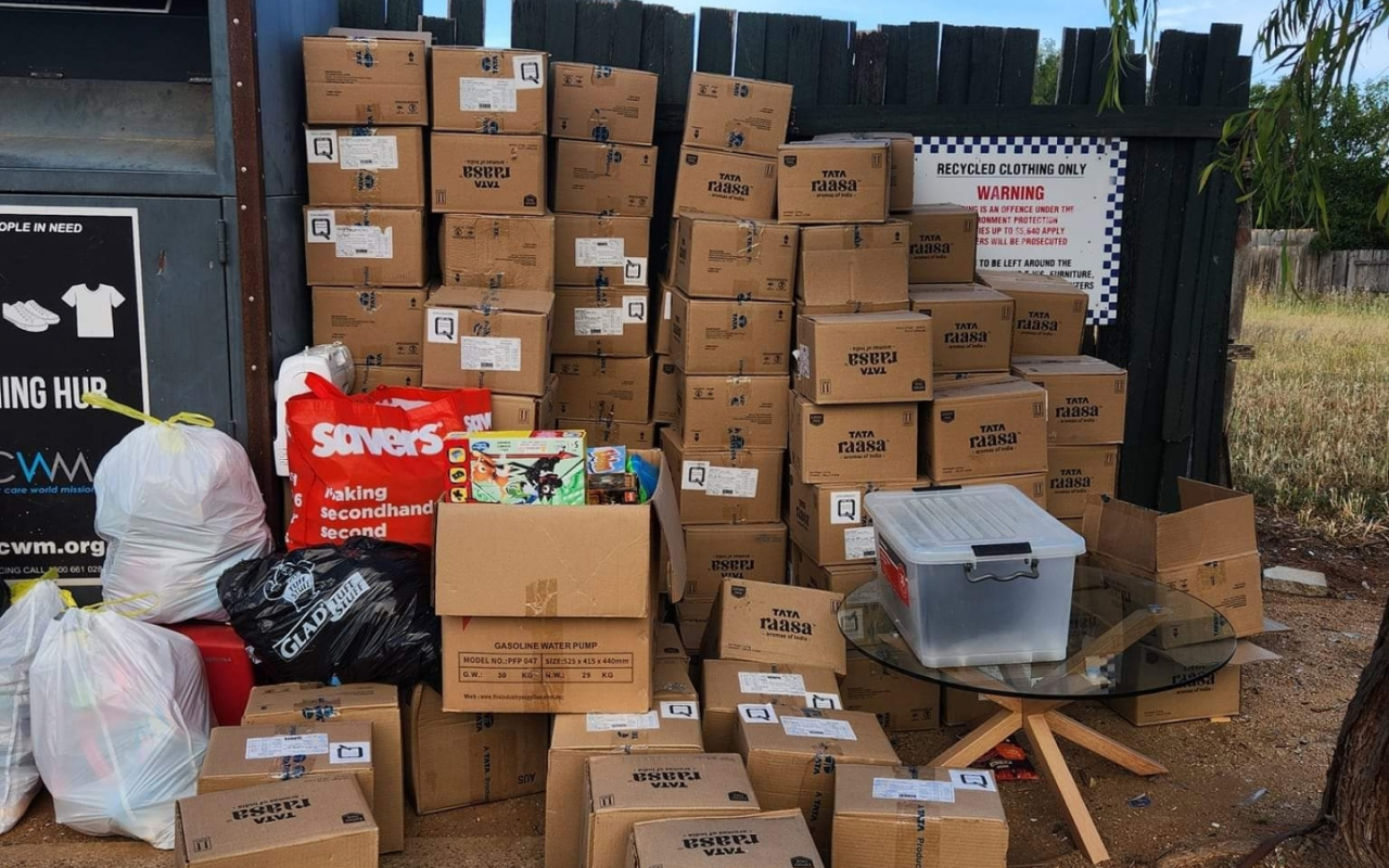 Indians dump boxes of expired curry outside charity bin