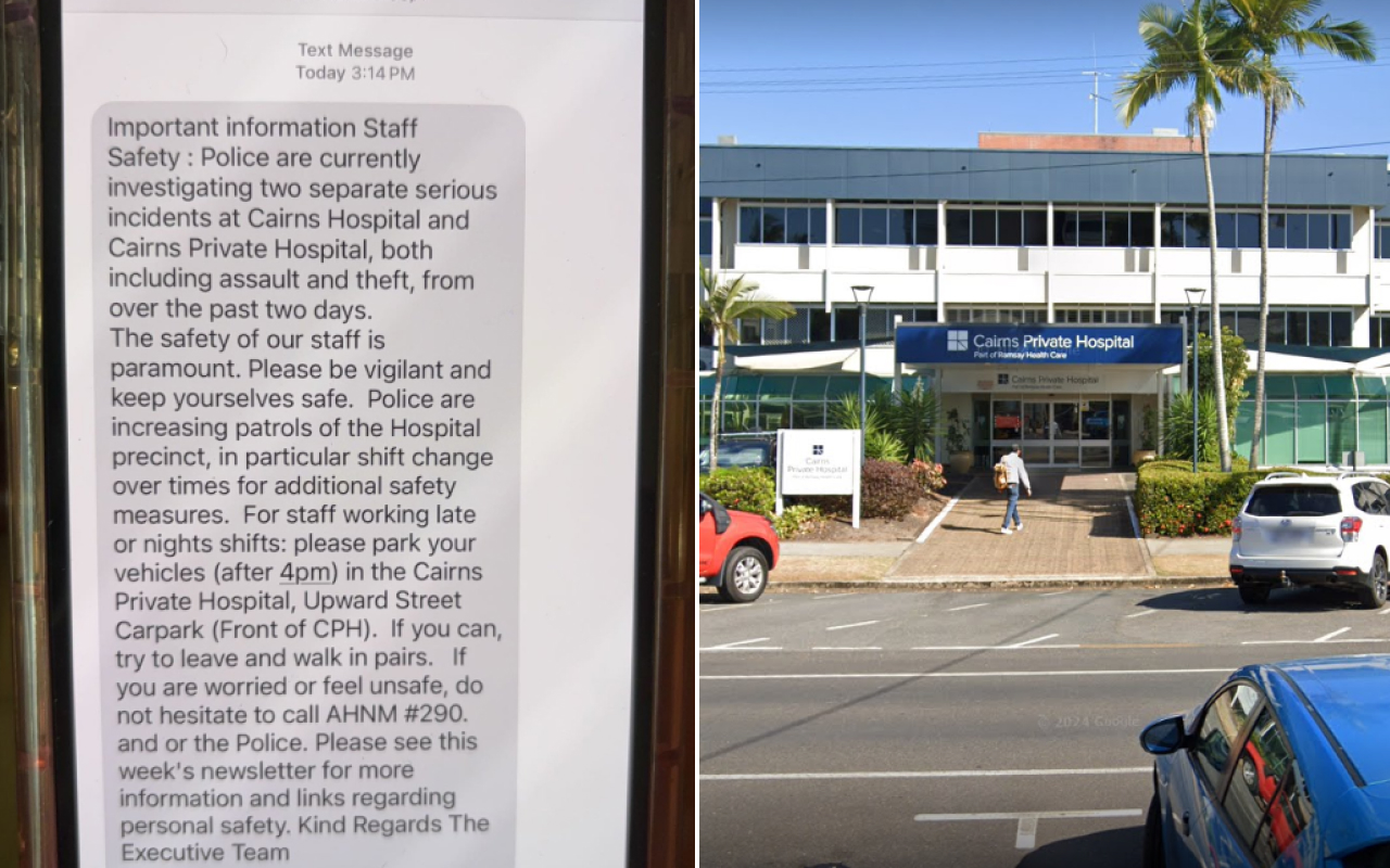 Hospital staff in Cairns warned not to leave work alone
