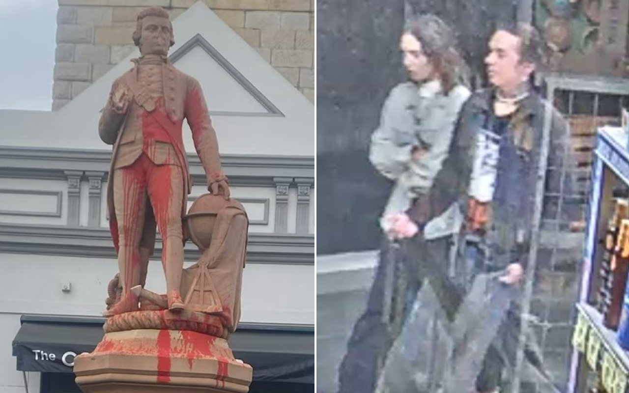 Hunt for alleged vandals who defaced Captain Cook statue