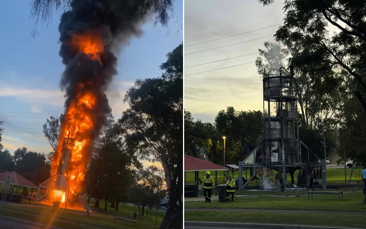 Moree's iconic rocket playground torched by aboriginal kids