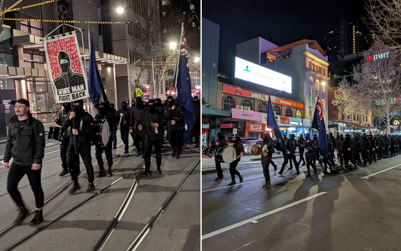 Huge group of nationalist activists parade through Melbourne