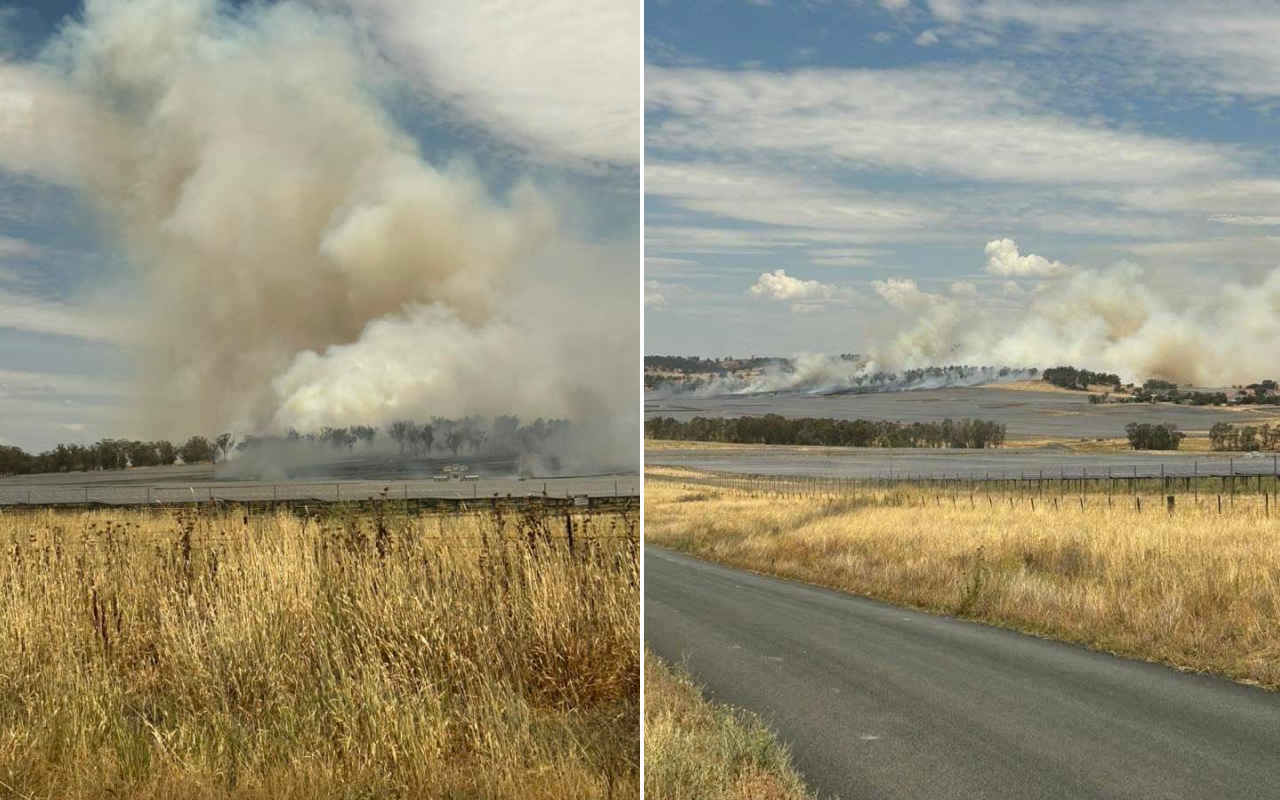 Massive solar farm on fire during heatwave