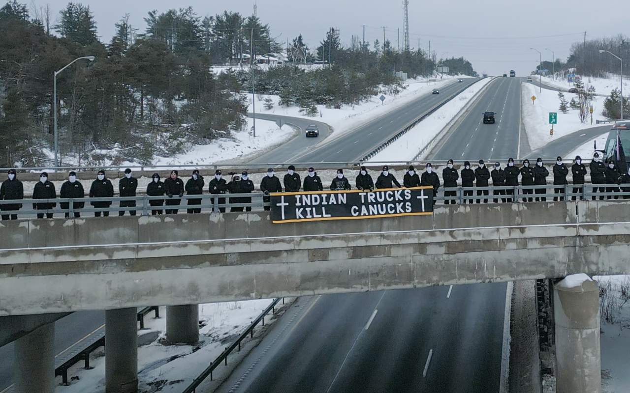 Canadian nationalists protest against Indian truck drivers