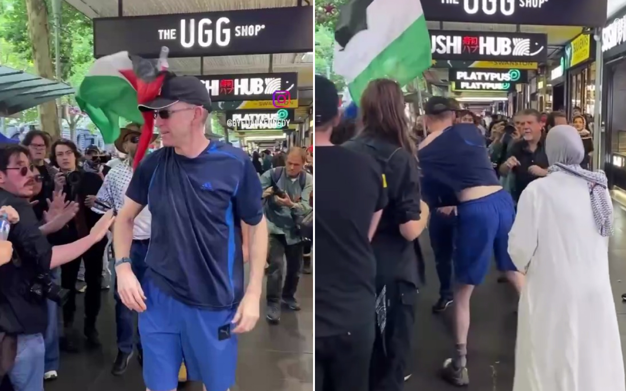 Feral leftists chant 'White trash' at elderly man at rally