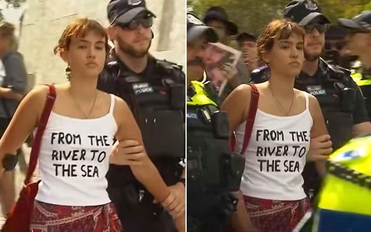 Outrage as woman arrested for 'river to the sea' shirt