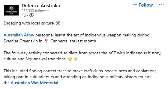 Australian Army teaching soldiers indigenous weapon making