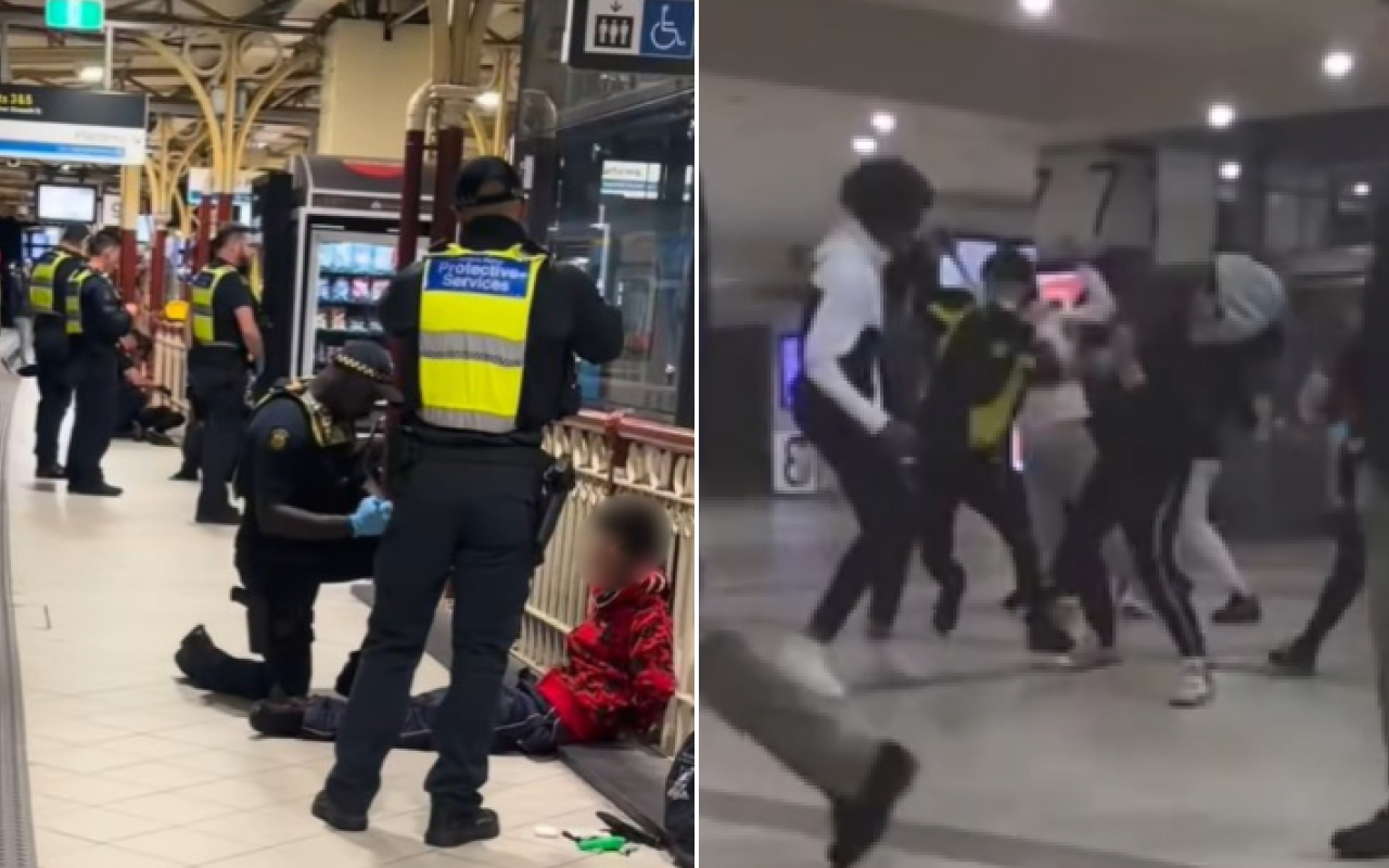 Machete gang violence erupts at Melbourne train station